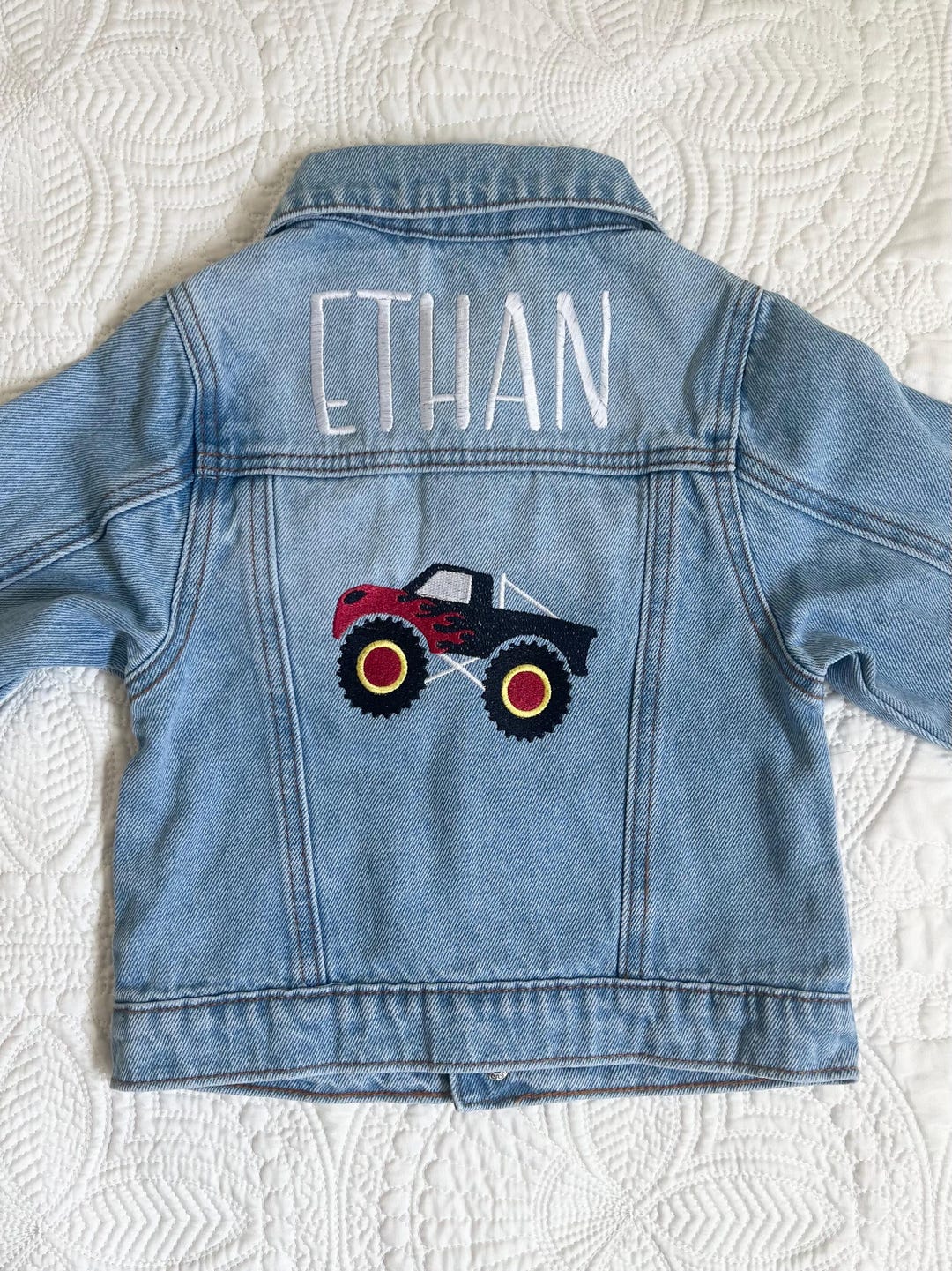 Custom Oversized Embroidered Boys Monster Truck Jacket, Personalized ...