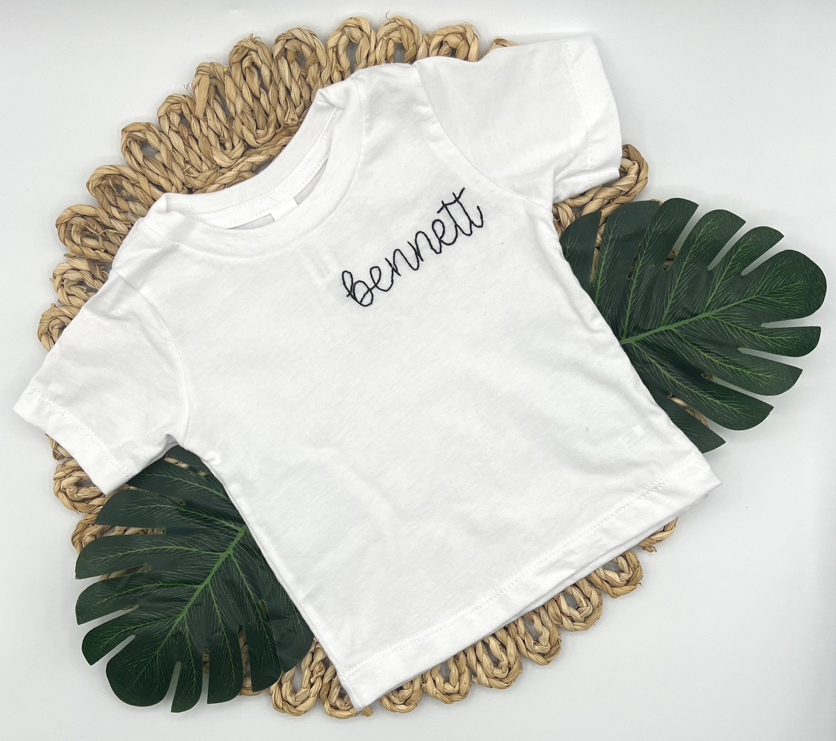 Baby Toddler Kids Custom Hand Embroidered T-shirt - Personalized Unisex ...
