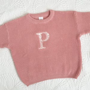 Custom Floral Letter Embroidered Monogram Oversized Name Kids Toddler ...