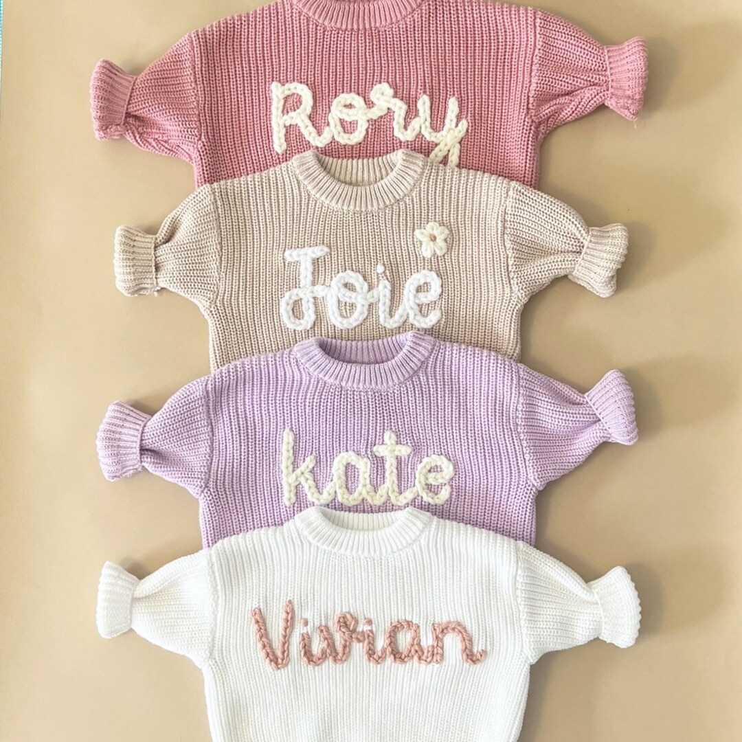 Personalized Oversized Name Kids Sweater /hand Embroidered Sweater - Etsy