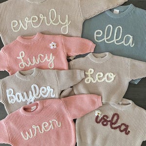 Oversized Hand Embroidered Name Personalized Baby Kids Sweater - Etsy