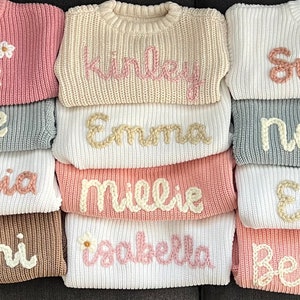 Personalized Oversized Name Kids Sweater /hand Embroidered Sweater - Etsy