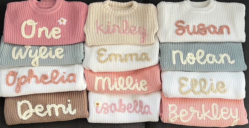 Personalized Oversized Name Kids Sweater /hand Embroidered - Etsy