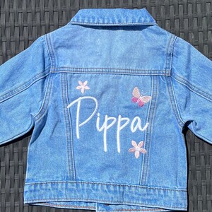 Custom Oversized Embroidered Floral Girls Jacket, Personalized Jean ...