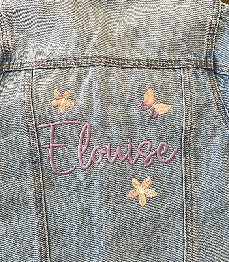 Custom Oversized Embroidered Floral Girls Jacket, Personalized Jean ...