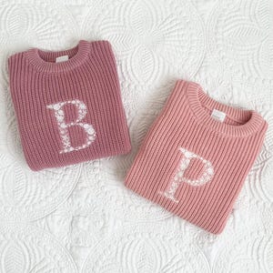 Custom Floral Letter Embroidered Monogram Oversized Name Kids Toddler ...