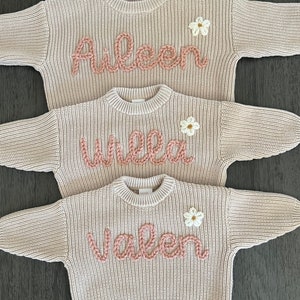 Oversized Hand Embroidered Name Personalized Baby Kids Sweater - Etsy