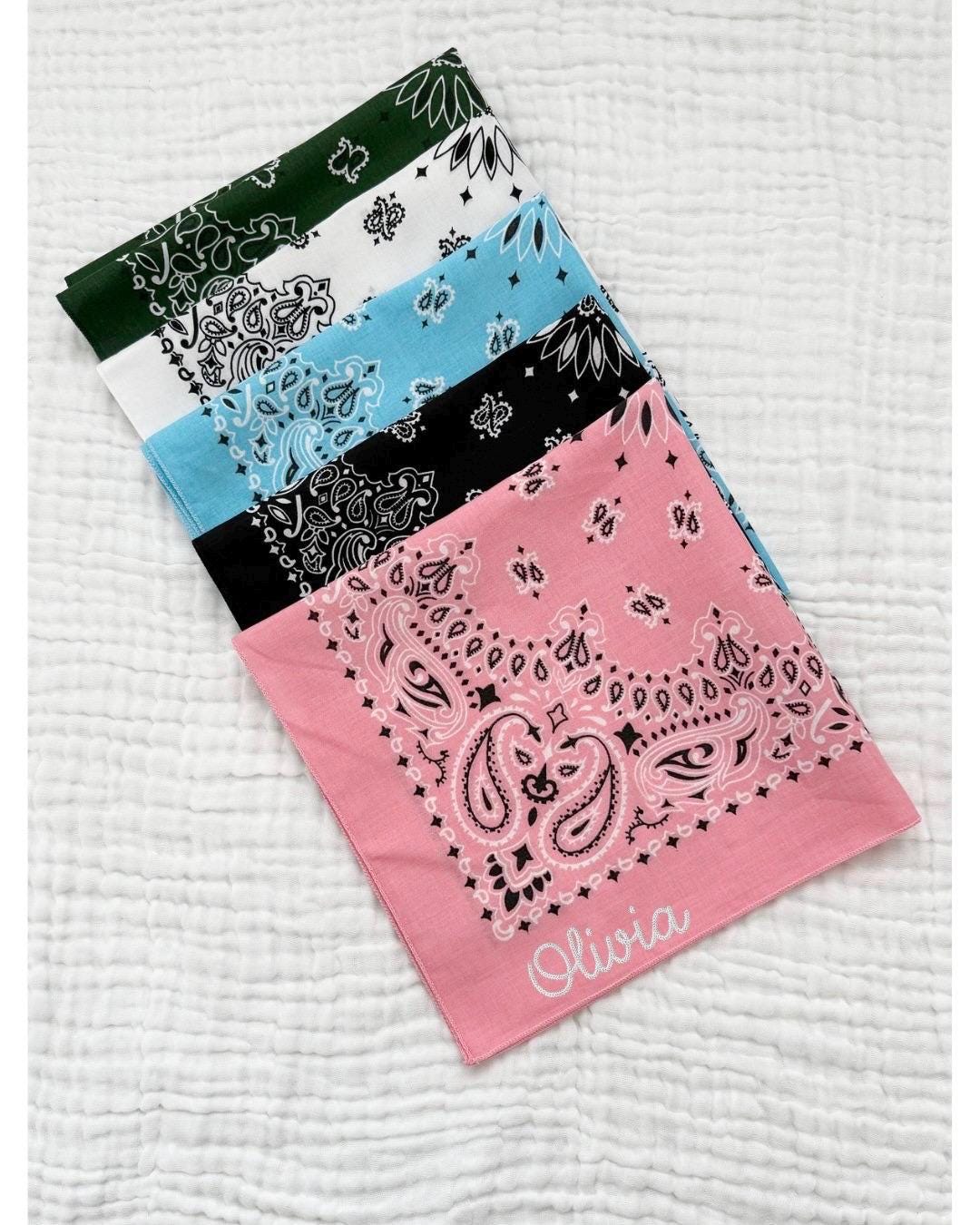 Made in USA, Cotton Personalized Embroidered Bandana, Western ...