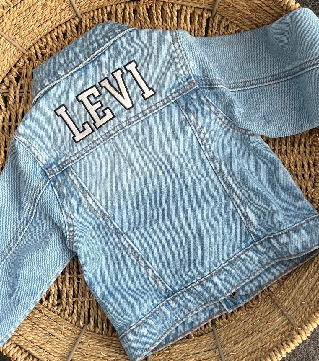 Custom Oversized Embroidered Kids Boy Denim Jacket, Personalized Jean ...