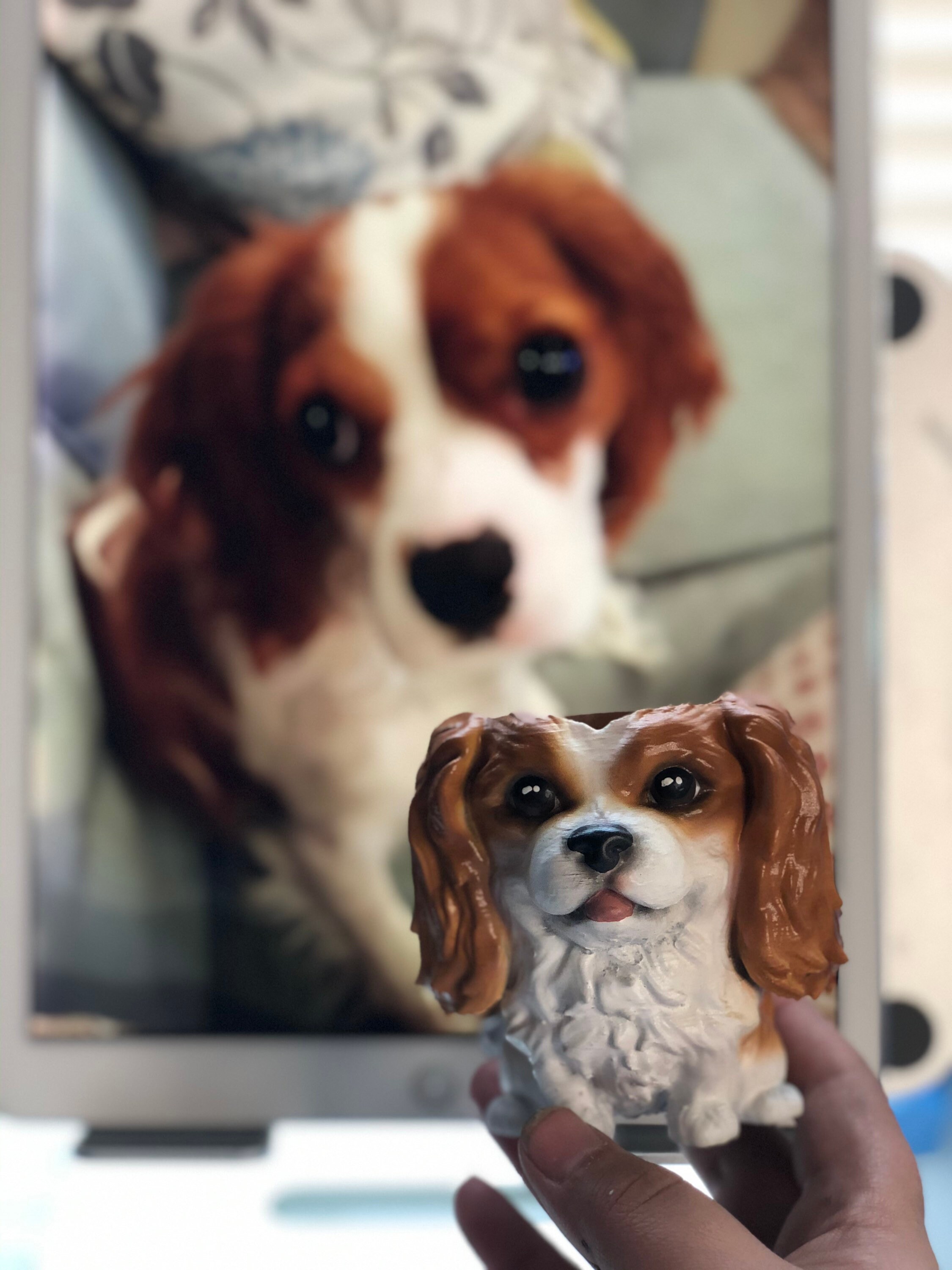 Dog Cavalier Personalized Dog Planter Hand Painted While | Etsy