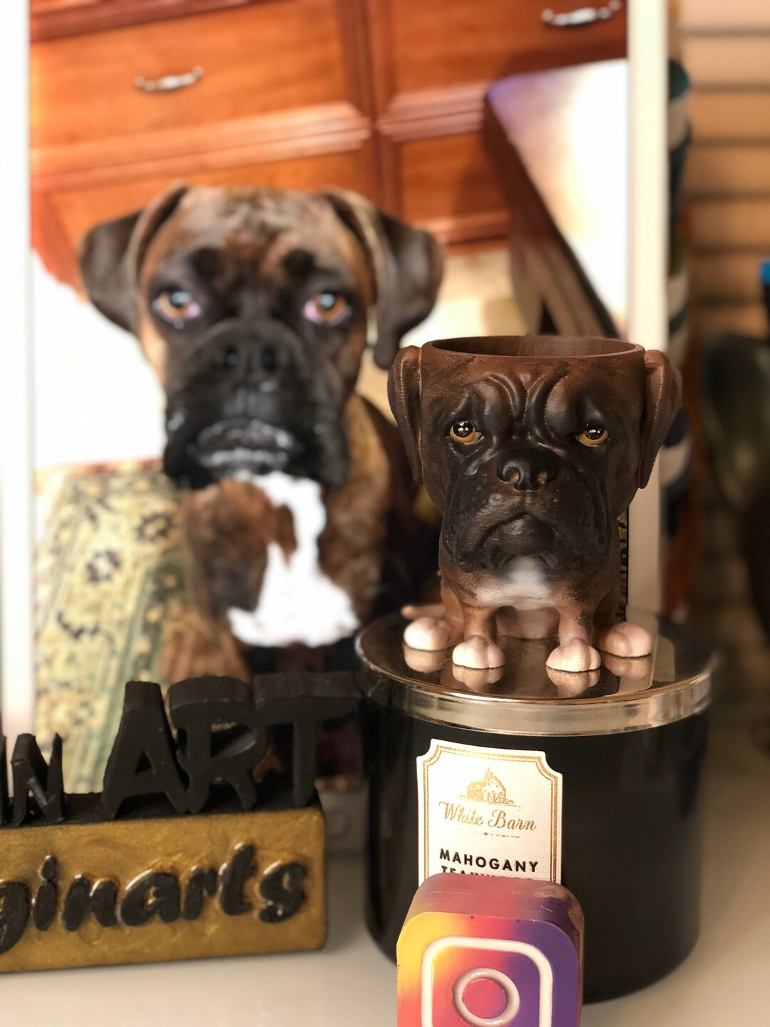 Boxer Dog Custom plant pot personalized dog statue 3d printed - Etsy België