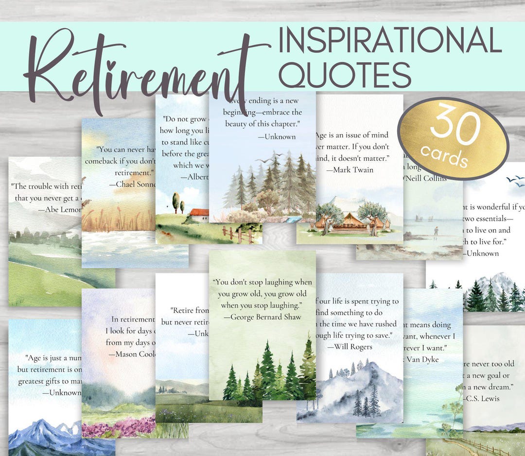 Printable Retirement Quote Cards | Retirement Party Gift | Coworker ...