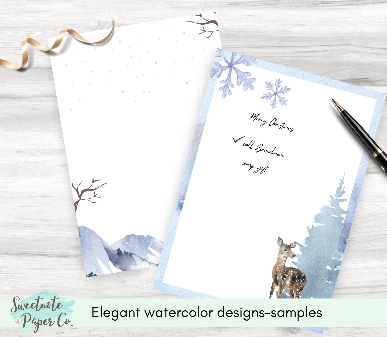 Printable Christmas Stationery Letter Paper, Digital Download Christmas ...