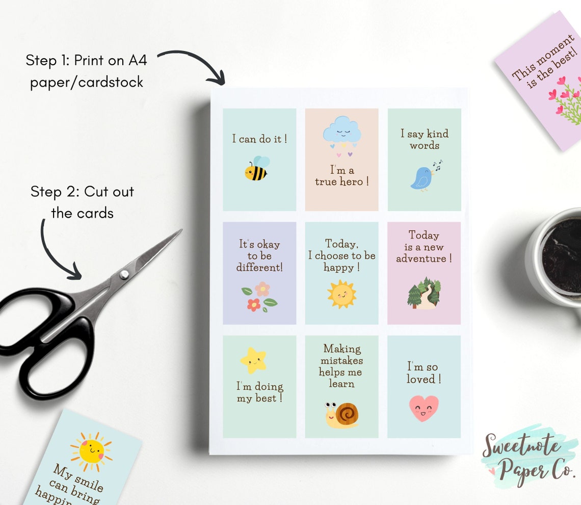 Kids Affirmation Cards, Positivitve Lunch Box Cards for Kids- Printable ...