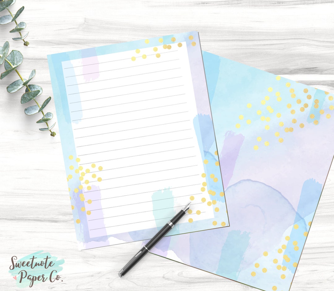 Printable Watercolor Note Page, Printable Abstract Note Page, Digital ...