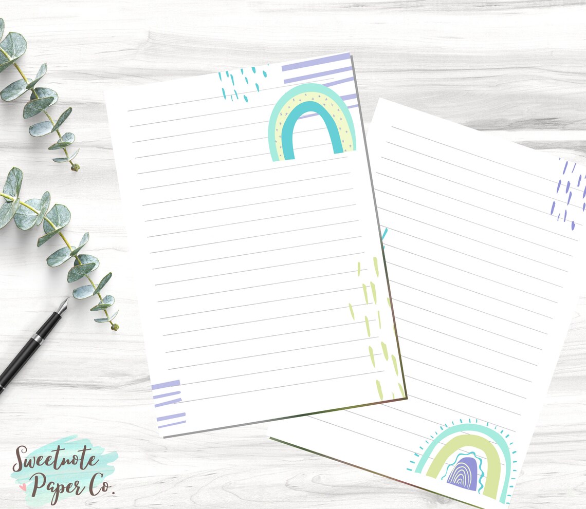 Printable Whimsical Rainbow Notebook Pages Printable Note | Etsy