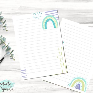 Printable Whimsical Rainbow Notebook Pages, Printable Note Page ...