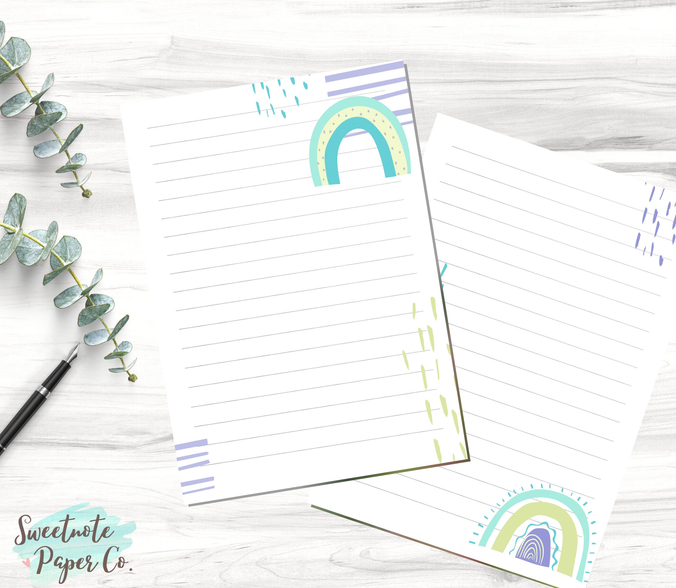Printable Whimsical Rainbow Notebook Pages Printable Note - Etsy