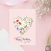 Printable Floral Heart Birthday Card, Digital Download Wild Flowers ...