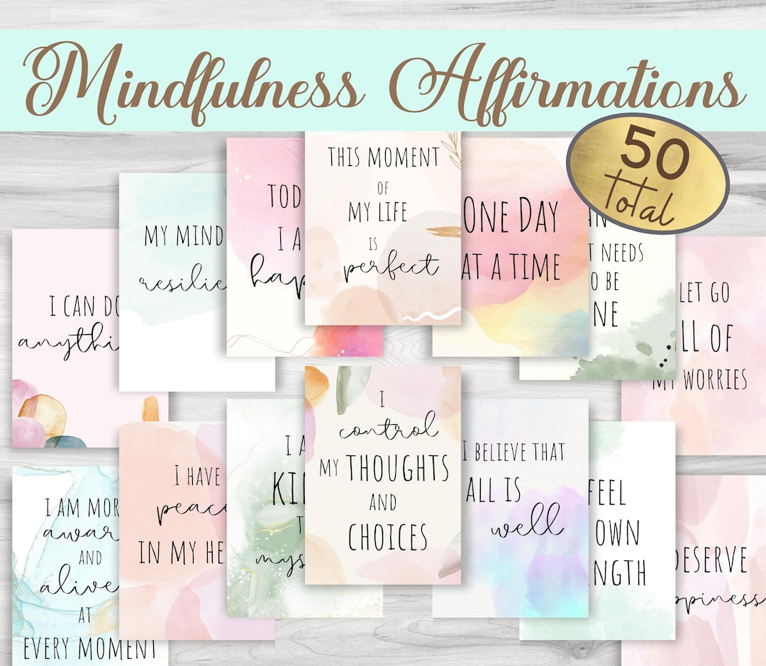 Printable Mindfulness Affirmation Cards, Meditation Cards, Digital ...