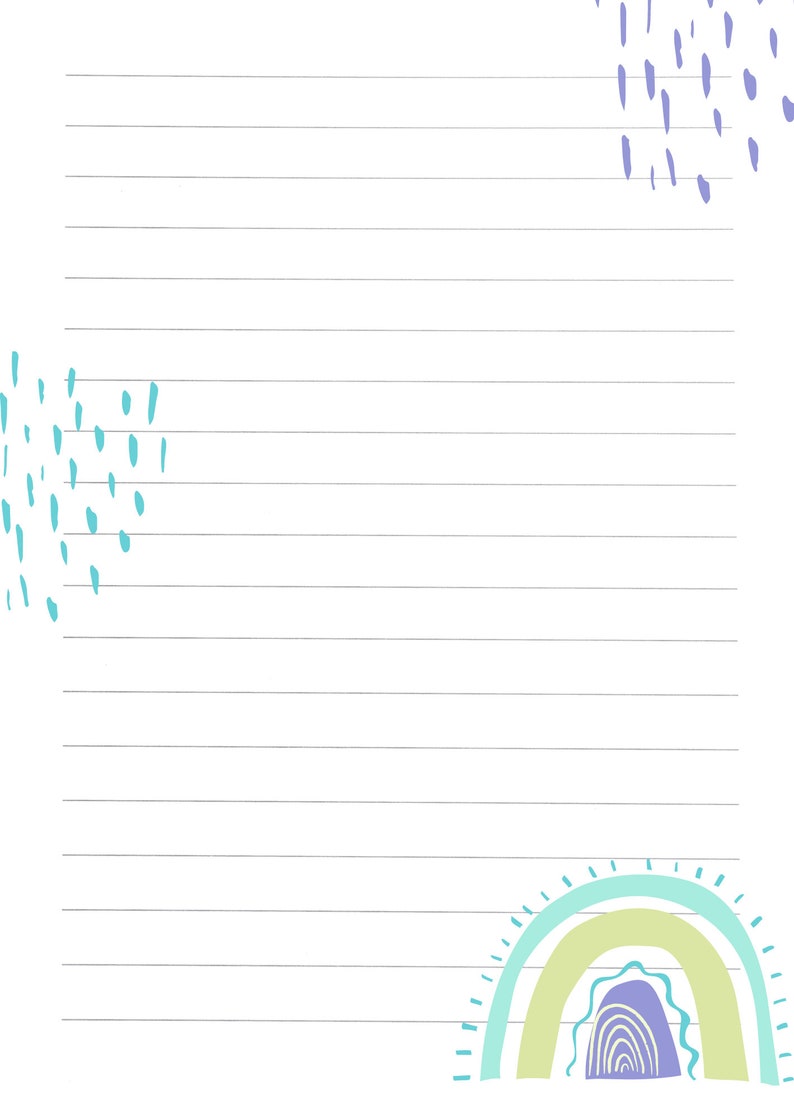 Printable Whimsical Rainbow Notebook Pages Printable Note - Etsy