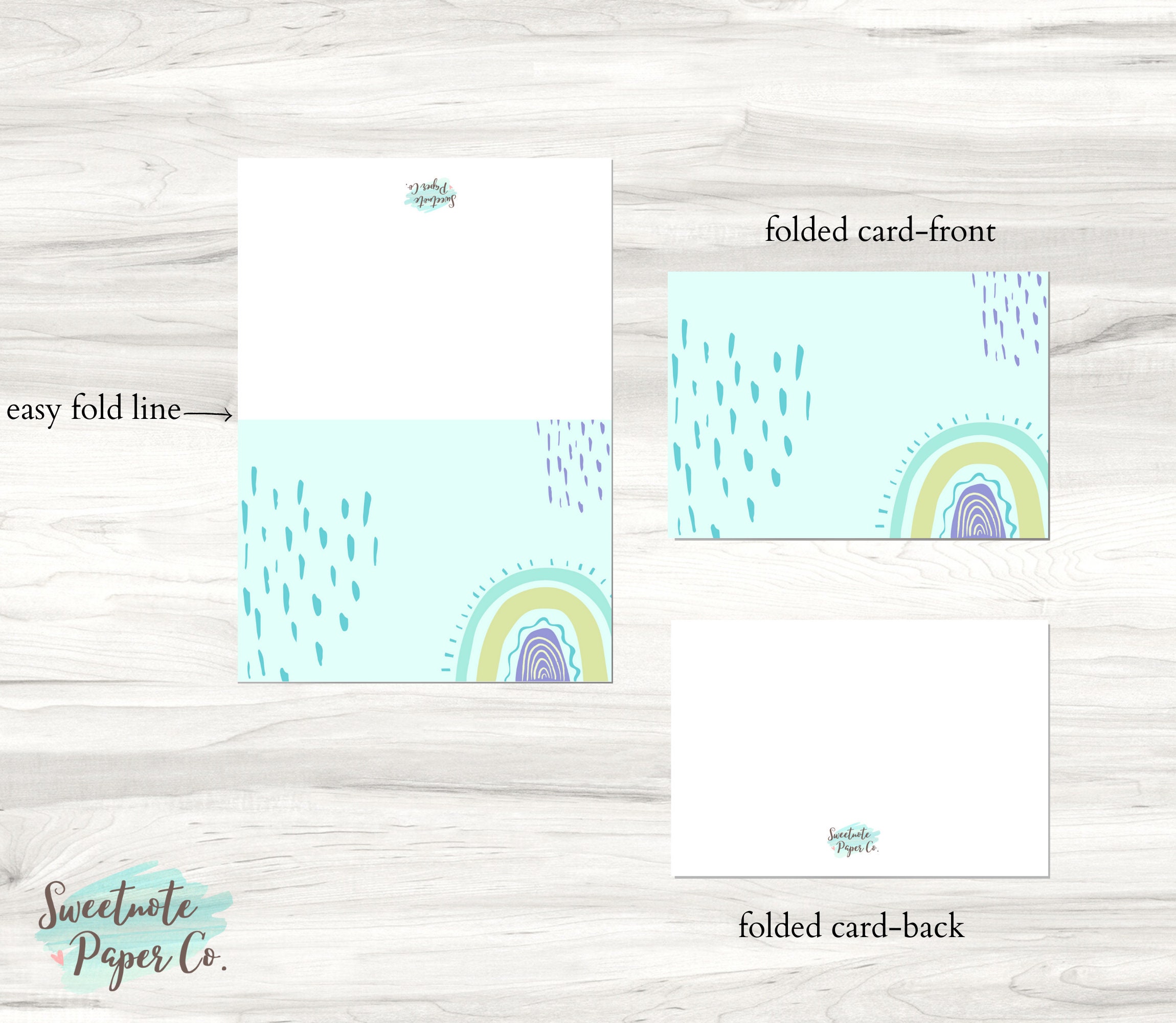 Printable Cute Rainbow Blank Cards, Set of 6, Instant Download, Rainbow ...