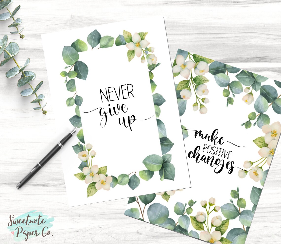 Printable Eucalyptus Botanical Note Pages Bundle, Succulent Scrapbook ...