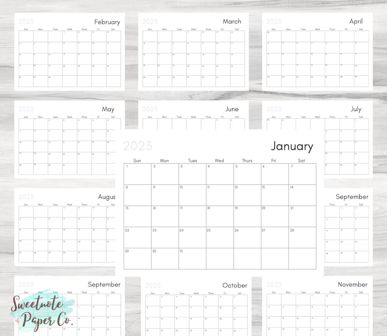 2023 Minimalism Printable Calendar, Printable 2023 Minimalism Monthly ...