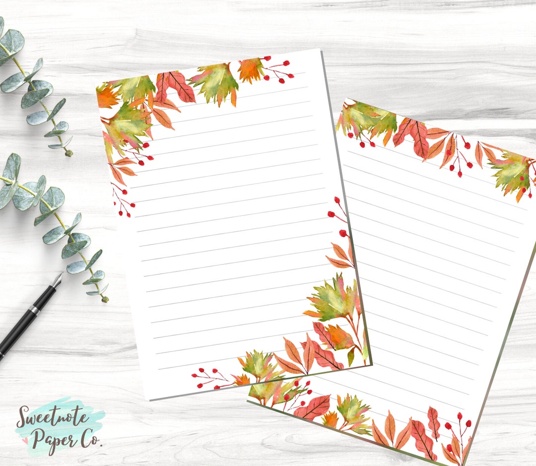 Druckbare linierte unlinierte Herbst A4 Notiz Seite, Herbst Farbe Notiz ...