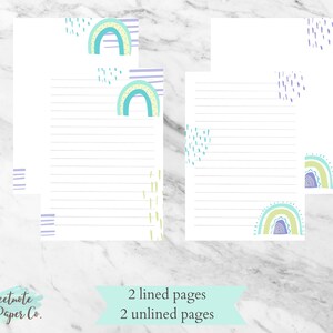 Printable Whimsical Rainbow Notebook Pages, Printable Note Page ...
