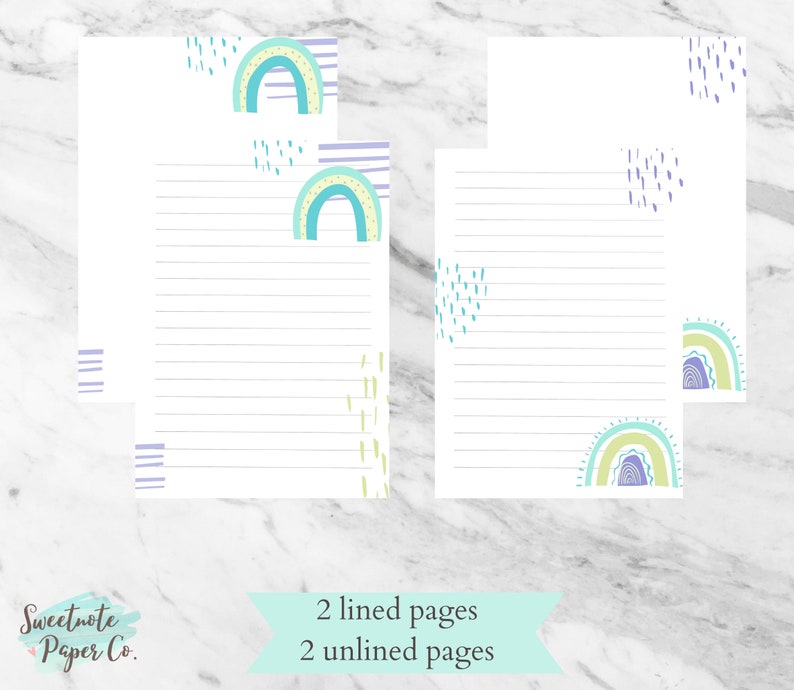 Printable Whimsical Rainbow Notebook Pages Printable Note - Etsy