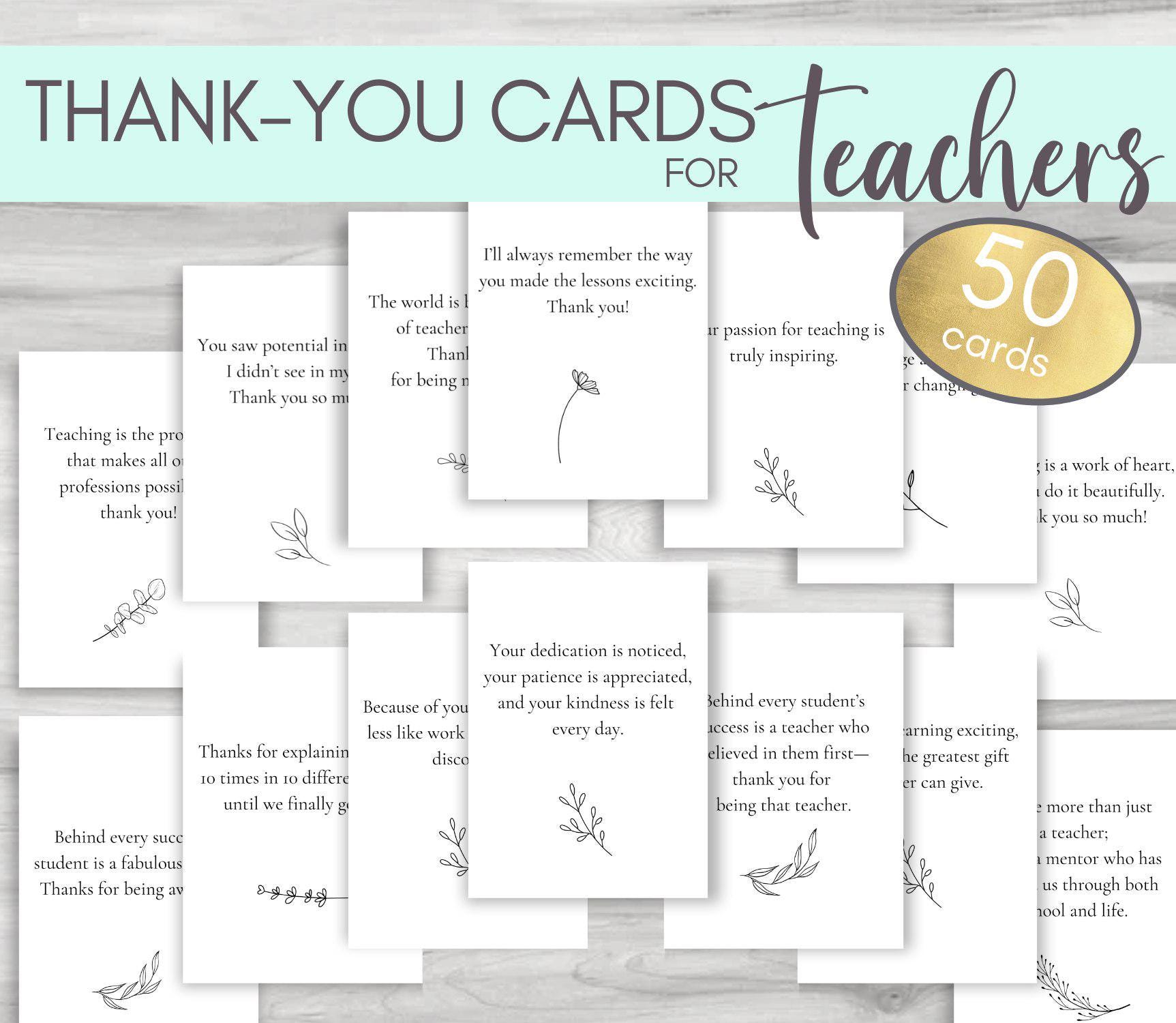 Teacher Appreciation Cards | Printable Thank You Cards for Teachers ...