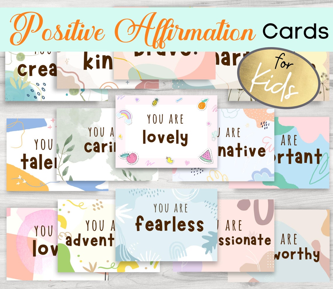 Printable Positive Affirmation Cards for Kids - Etsy
