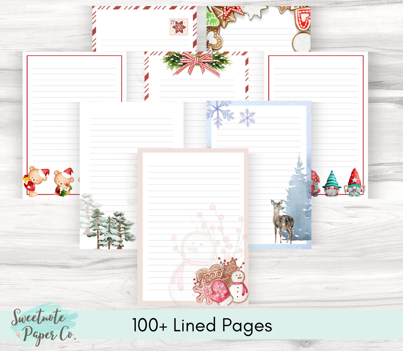 Printable Christmas Stationery Letter Paper, Digital Download Christmas ...