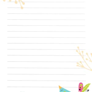 Printable Whimsical Notebook Pages, Printable Note Page, Digital Lined ...