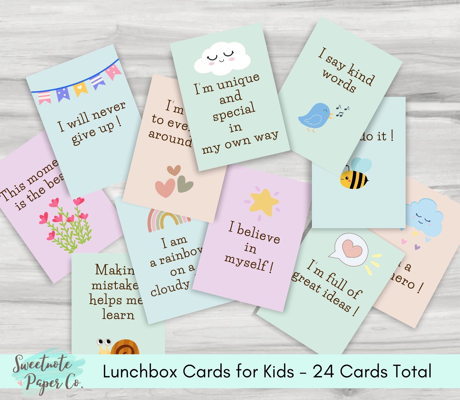 Kids Affirmation Cards, Positivitve Lunch Box Cards for Kids- Printable ...