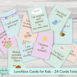 Kids Affirmation Cards, Positivitve Lunch Box Cards for Kids- Printable ...