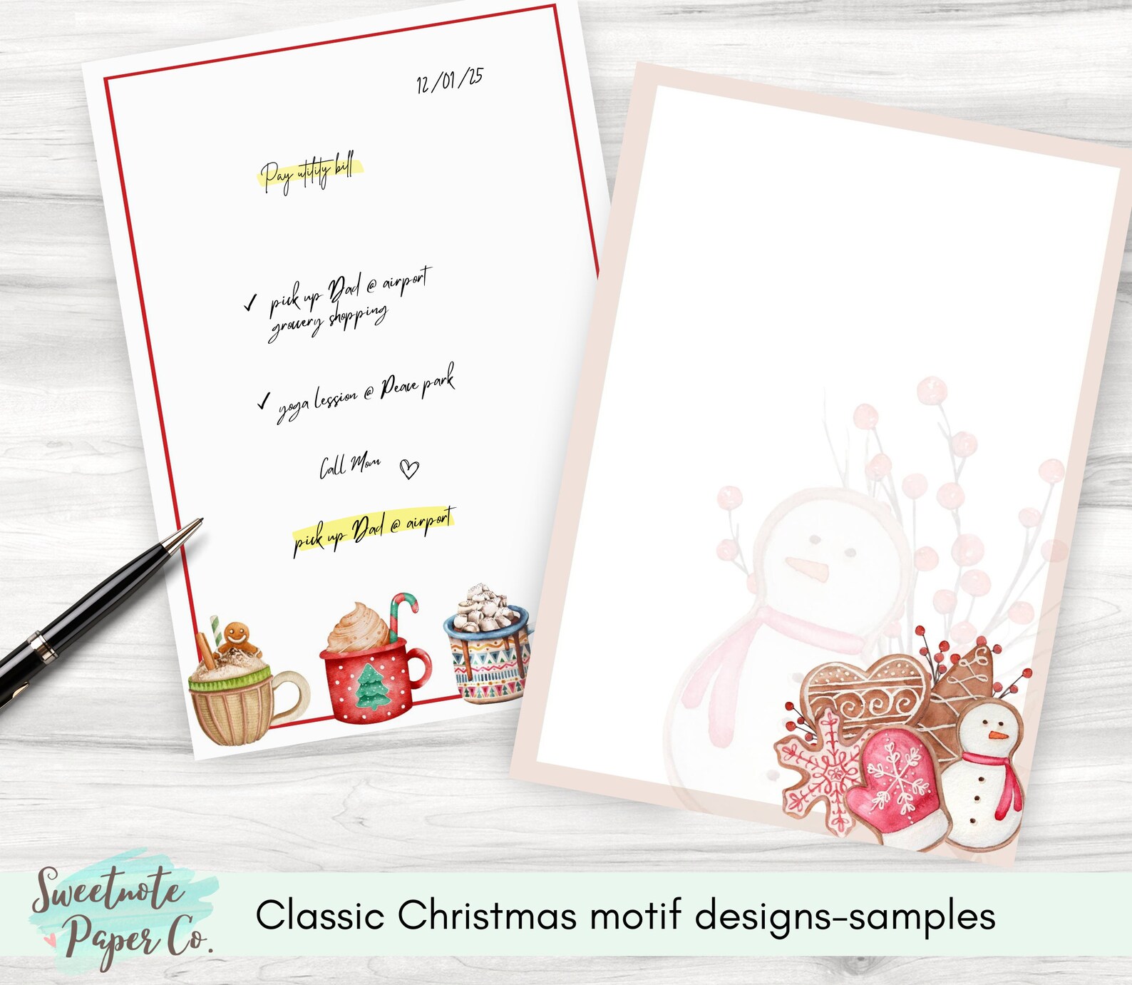 Printable Christmas Stationery Letter Paper Digital Download - Etsy
