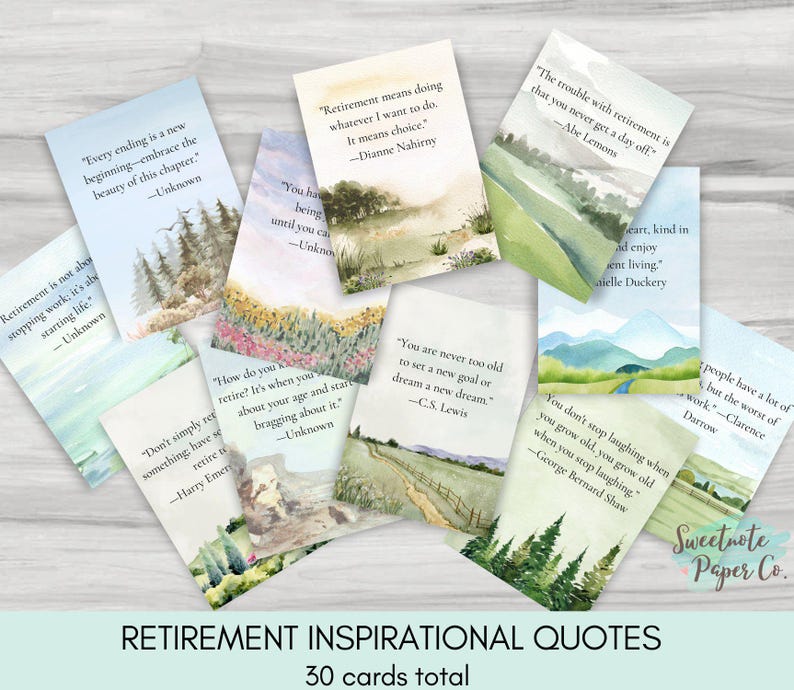 Printable Retirement Quote Cards | Retirement Party Gift | Coworker ...