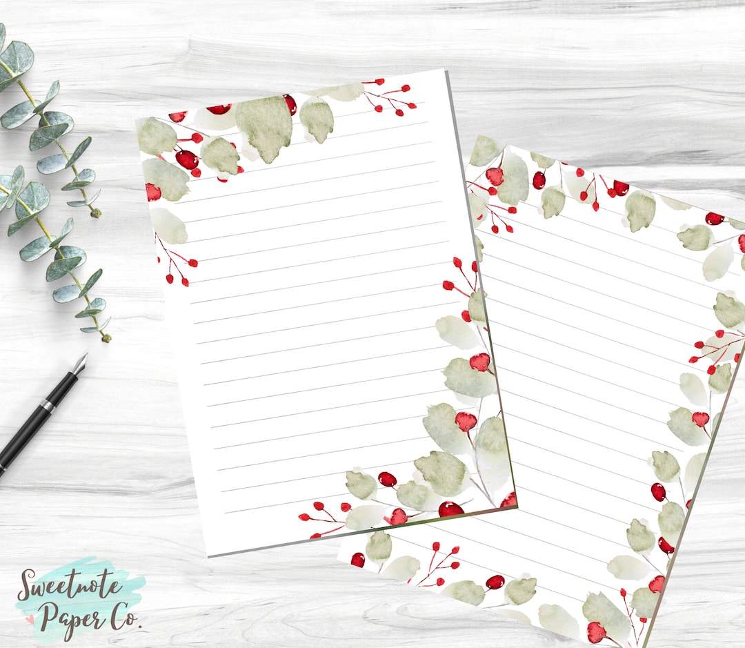 Printable Christmas Lined Unlined Note Page, Christmas Note Page ...