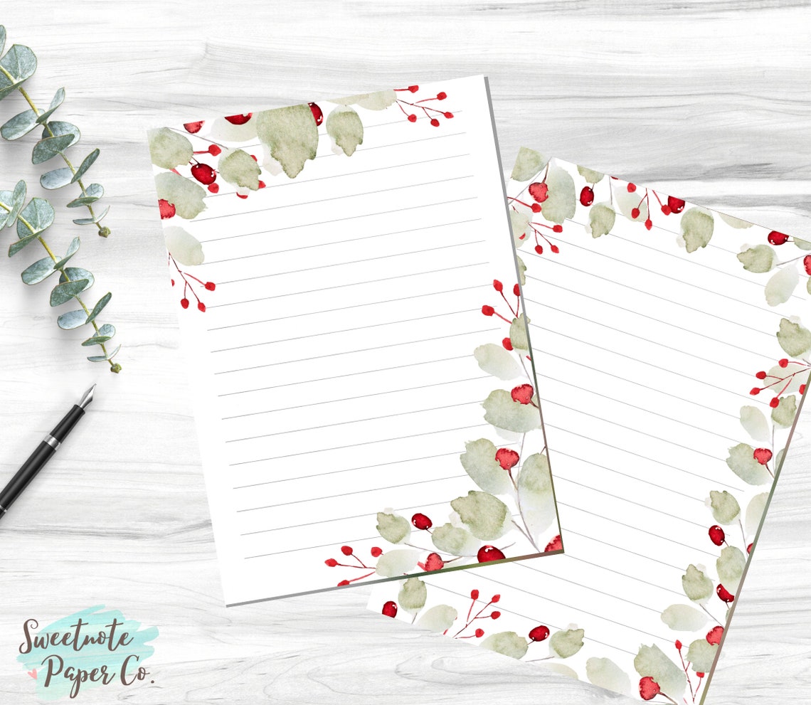 Printable Christmas Lined Unlined Note Page, Christmas Note Page ...