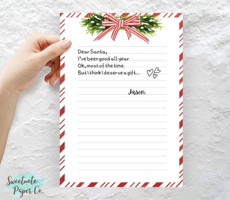 Printable Christmas Stationery Letter Paper, Digital Download Christmas ...