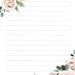 Printable Lined Unlined Note Page, Floral Rose Note Page, Digital Lined ...