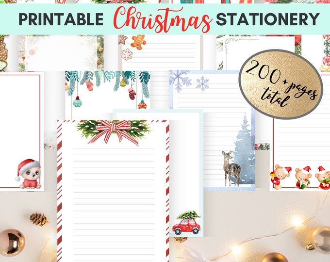 Printable Christmas Stationery Letter Paper, Digital Download Christmas ...