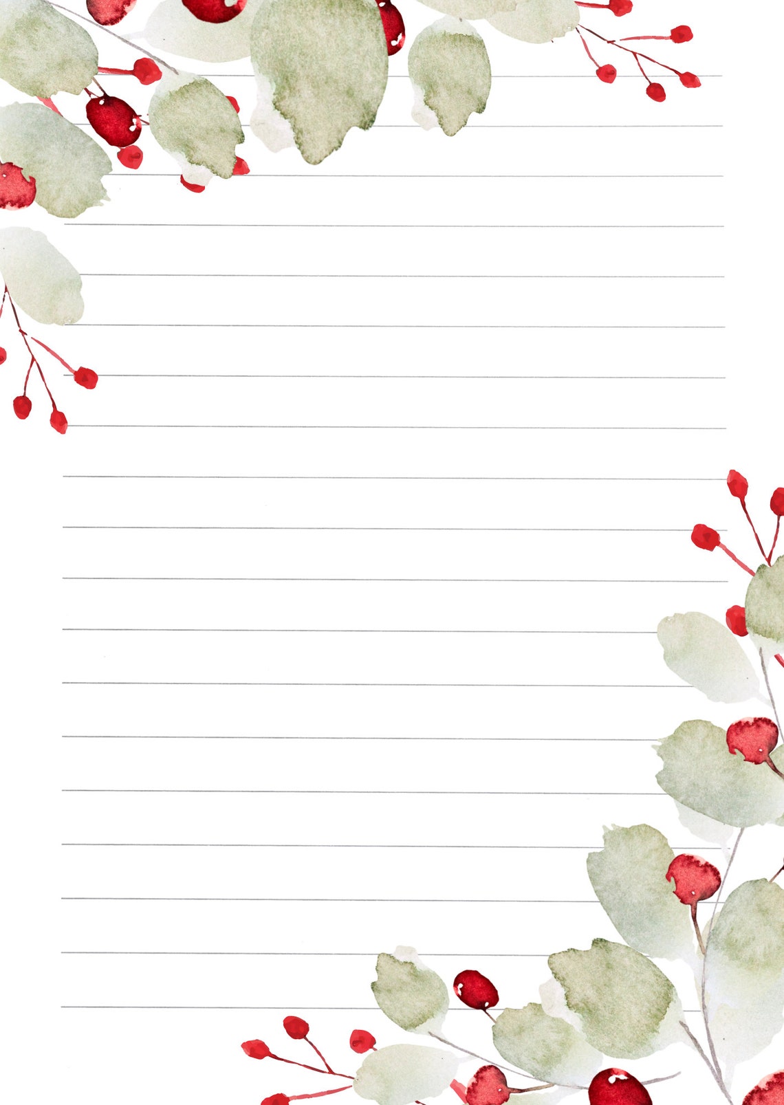 Printable Christmas Lined Unlined Note Page, Christmas Note Page ...