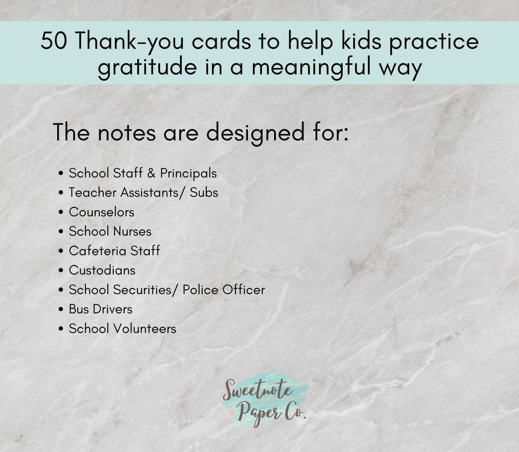 Printable School-staff Thank You Cards | Appreciation Cards for School ...