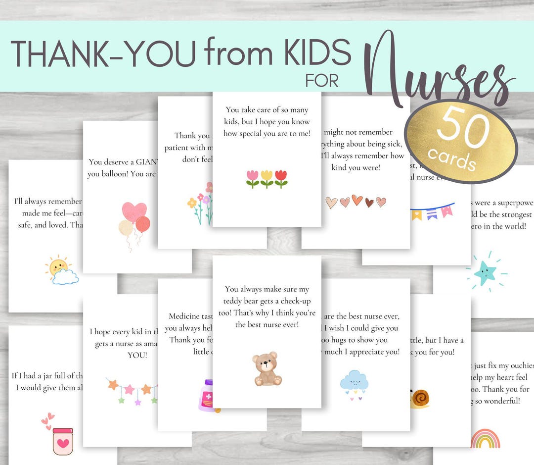 Nurses Appreciation Cards | Thank You Card for Nurses | Pediatric Nurse ...