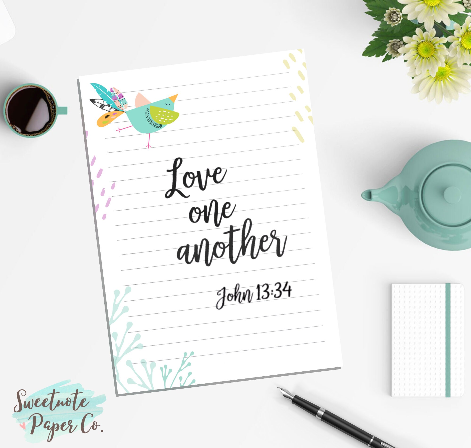 Printable Whimsical Notebook Pages, Printable Note Page, Digital Lined ...