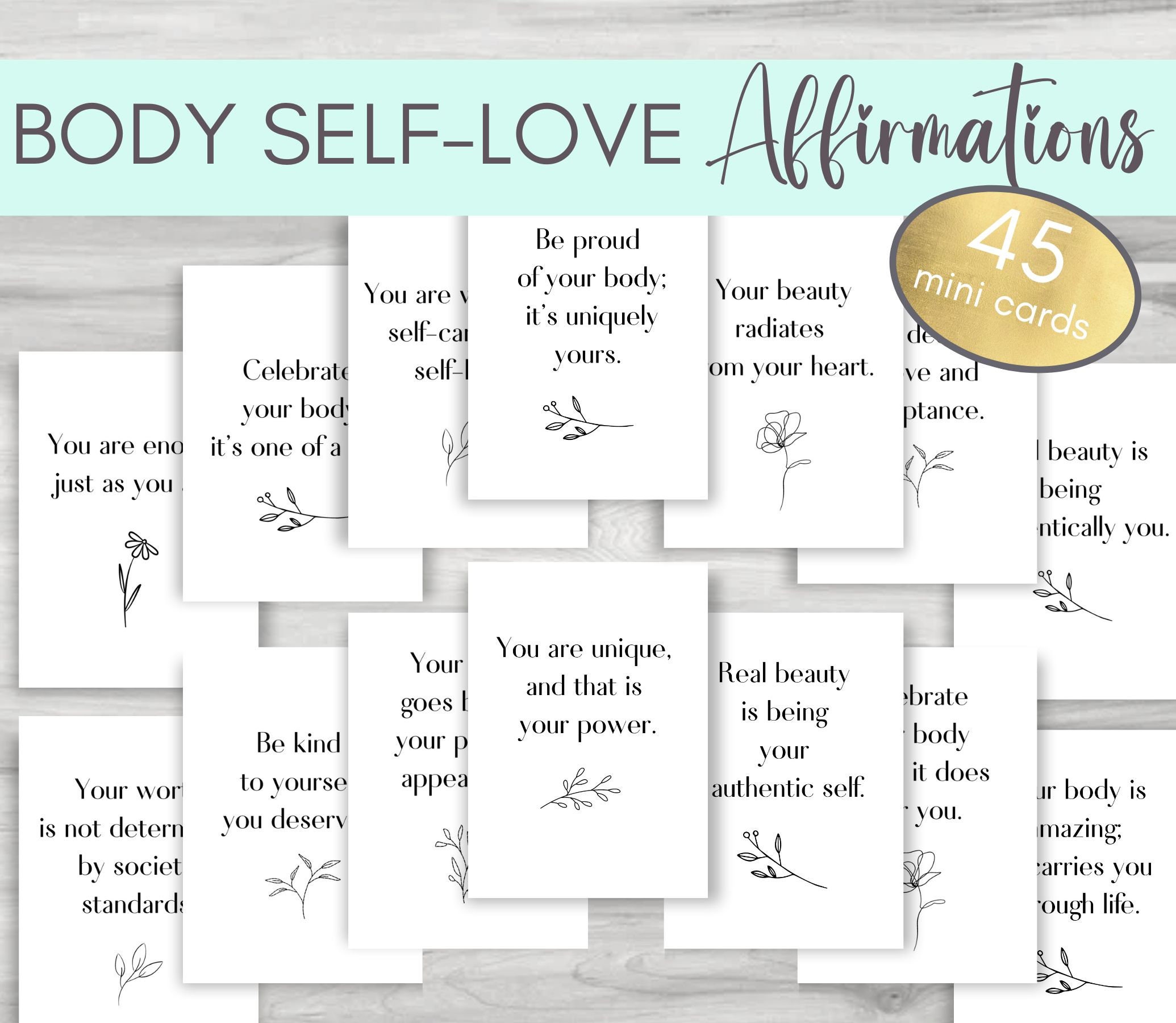 Self- Acceptance Affirmation Cards | Printable Love-your-body Messages ...
