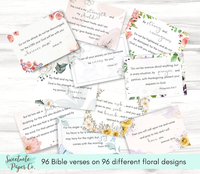 Printable Encouragement Bible Verse Cards, Digital Download Bible ...